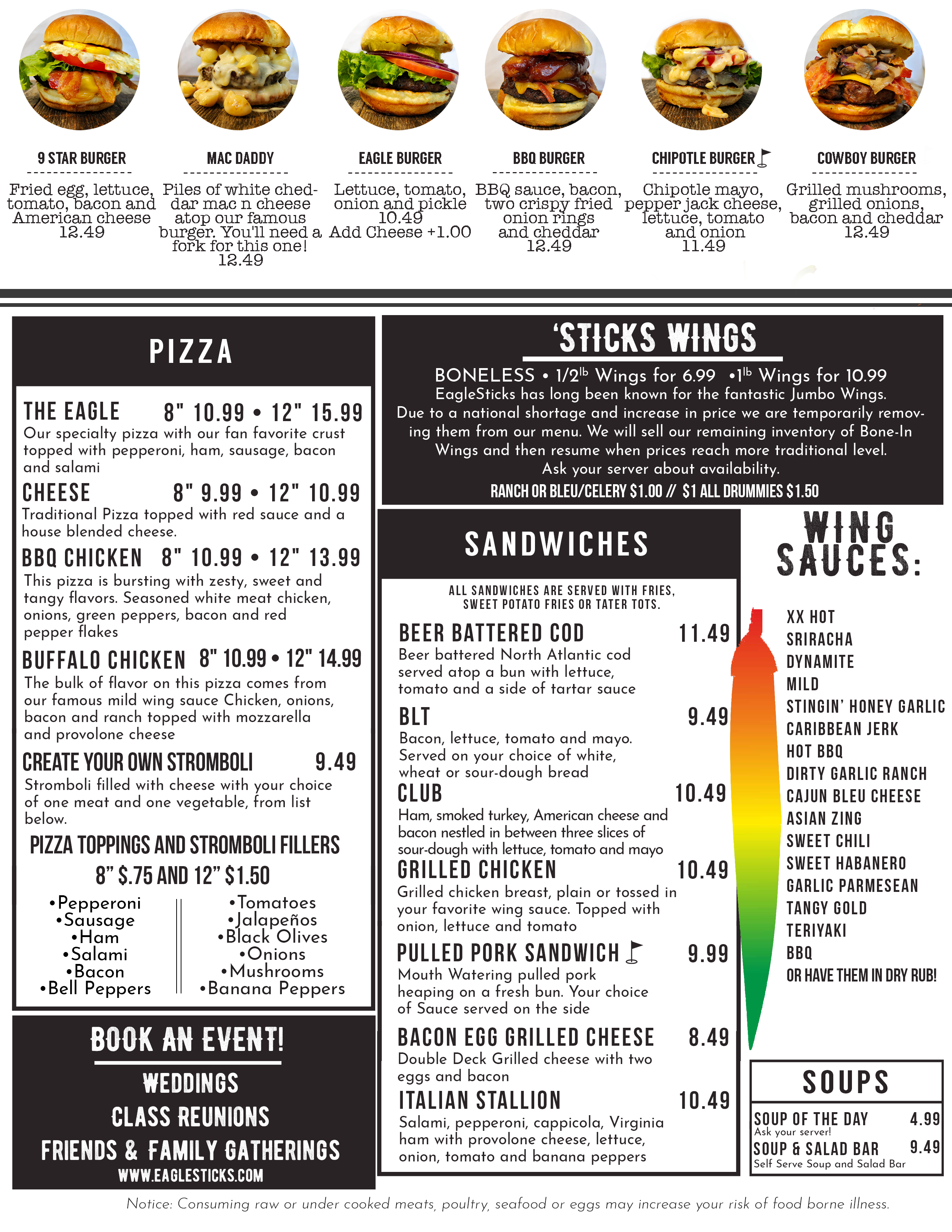 Menu - EagleSticks Golf Club